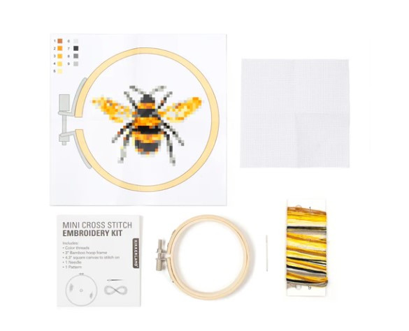 Mini Cross Stitch Embroidery Bee Kit - Little Obsessed