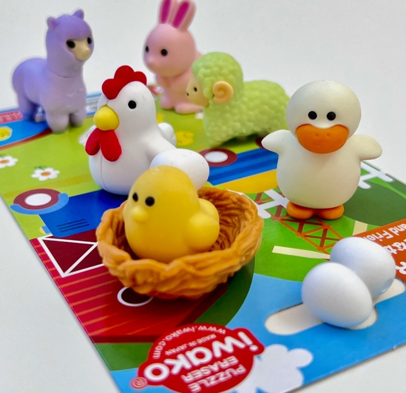 Iwako Chicken Friends Eraser Card - Little Obsessed