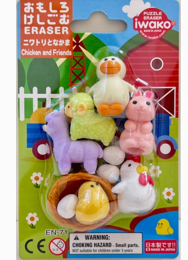 Iwako Chicken Friends Eraser Card - Little Obsessed