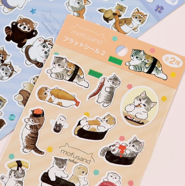Mofusand Animal Friends & Sushi Stickers - Little Obsessed