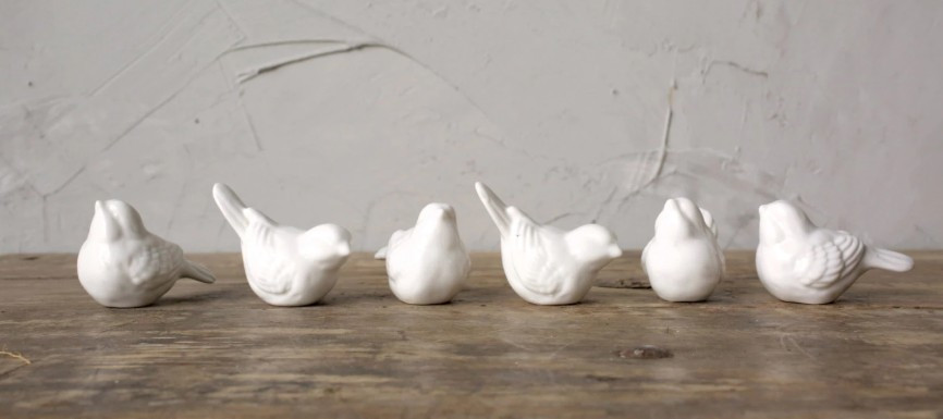 White Ceramic Birds, Set of 6 - Little Obsessed