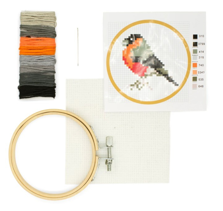 Mini Cross Stitch Embroidery Robin Kit - Little Obsessed