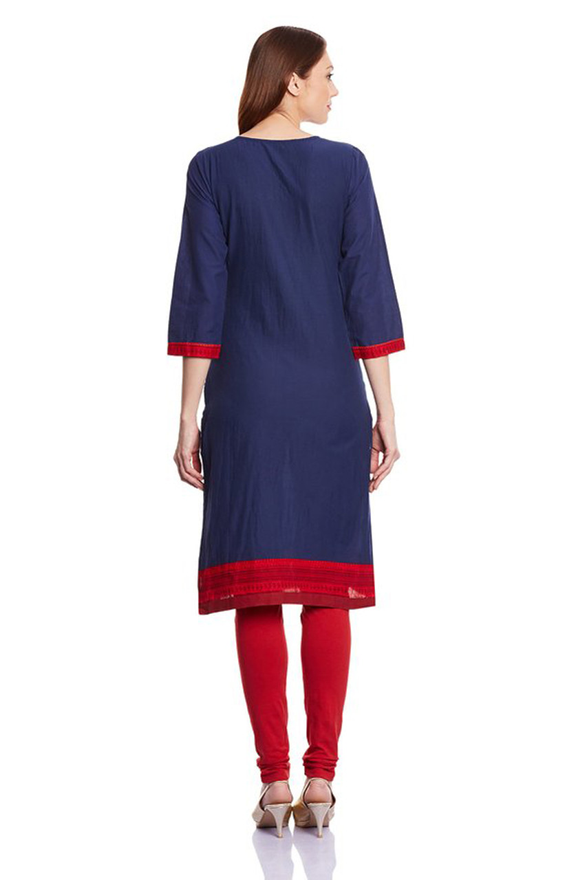 In-Sattva Women's Classic Long Kurta Tunic with Sequin Mirror Yoke - In ...