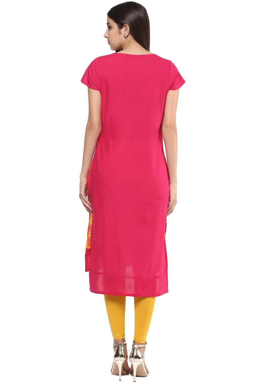 Kurta Tunic Women's Indian Long Pink Cotton | In-Sattva