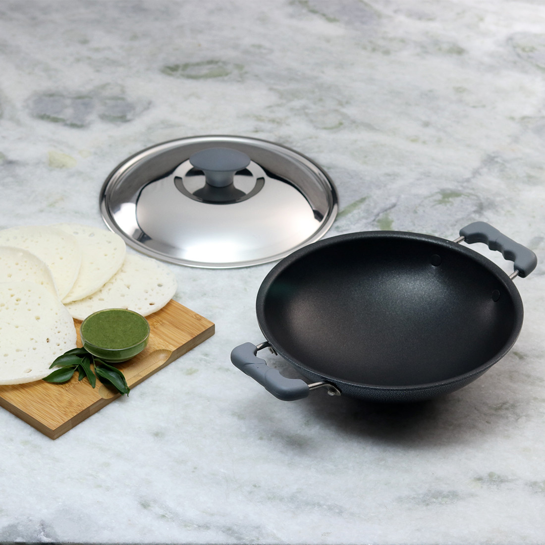 Wonderchef Non-Stick Aluminum Indian Cooking Appachetty with Stainless ...