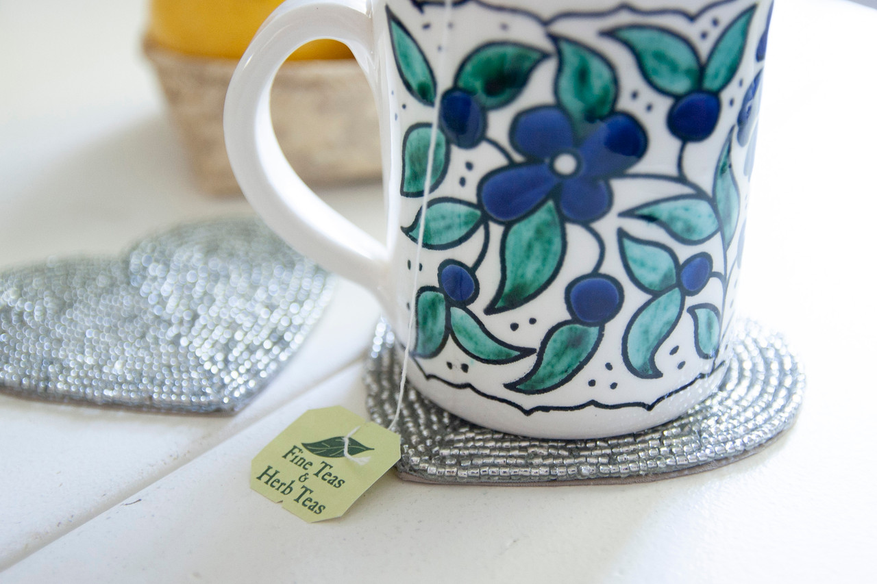 Handmade Beaded Multipurpose Non-Slip Heart Coaster; Fits All Cup Sizes ...