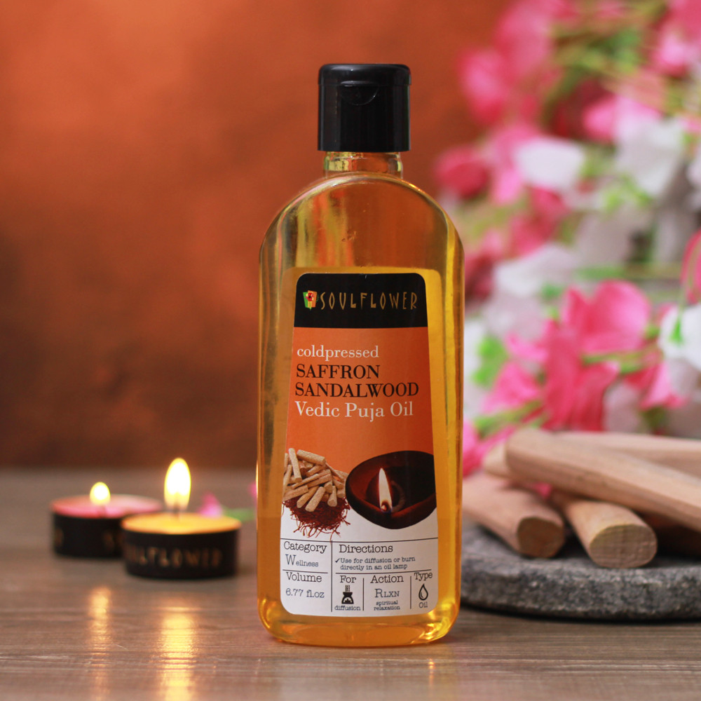 Soulflower : Saffron Sandalwood Puja Oil | In-Sattva