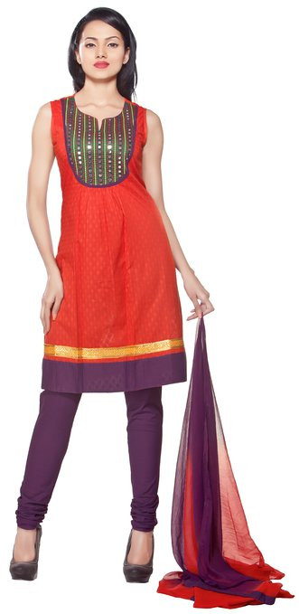 3-Piece Women's Salwaar Kameez Set- Contrast Yoke with Mirror work - In ...