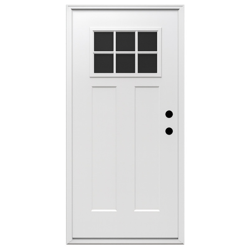 34" x 76" 6-Panel Outswing Steel Door - 6-Lite | Style Crest