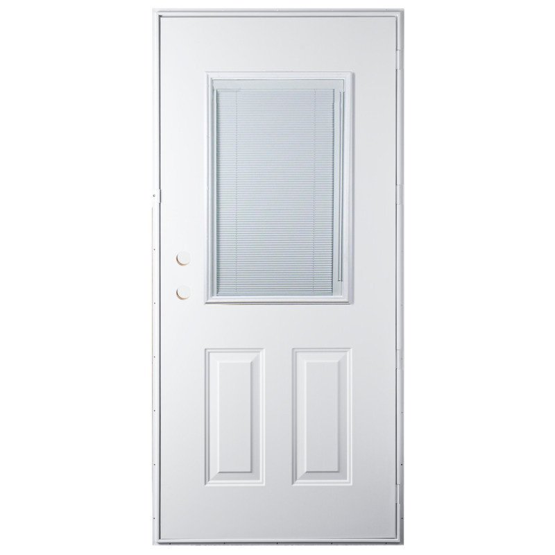32" x 76" 6-Panel Outswing Steel Door - Mini-Blind Window | Style Crest