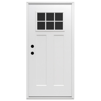 36" x 80" 6-Panel Outswing Steel Door - 6-Lite | Style Crest