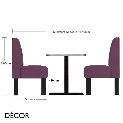 Greenwich 4 Seat Booth & Table Set with a Plain, Standard-Height ...