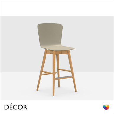 Midj - Calla Bar Stool with Tapered Wooden Legs, Polypropylene Shell ...