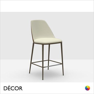 Midj - Lea Bar Stool with Tapered Metal Legs, Counter Height | Designer ...