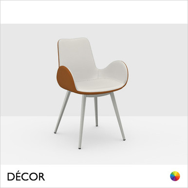 Midj - Dalia Dining Chair with Armrests and Tapered Metal Legs ...