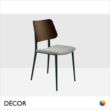 Midj - Joe Dining Chair with a Wooden Backrest and Upholstered Seat ...