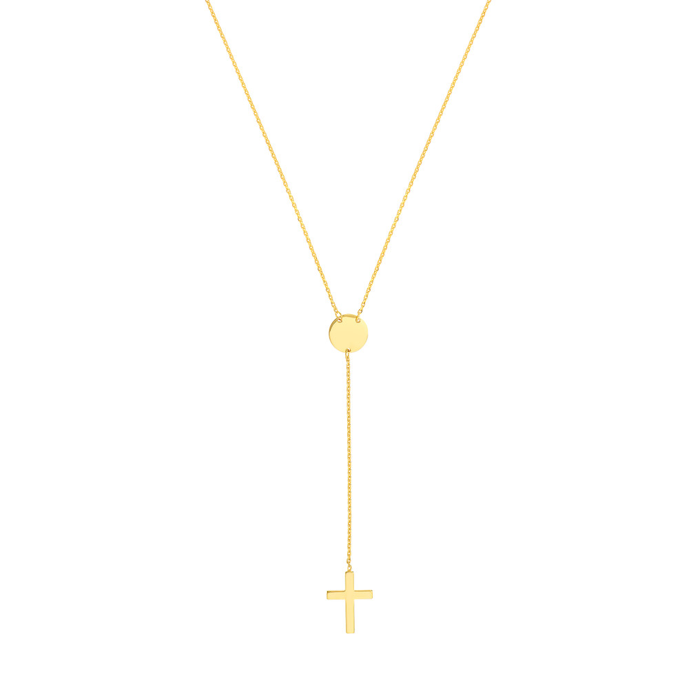Cross Lariat Necklace with Disc - Midas Chain