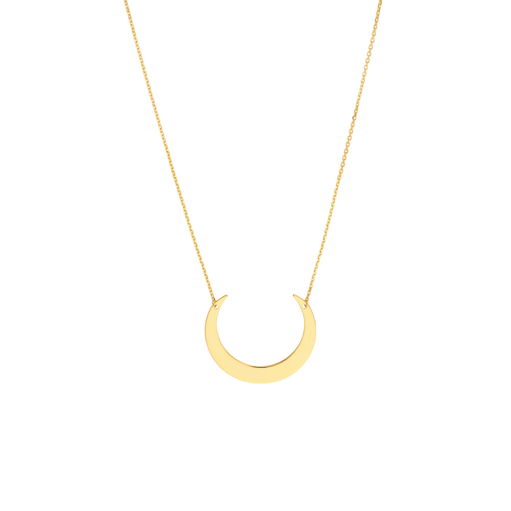Upward Crescent Moon Pendant Necklace - Midas Chain