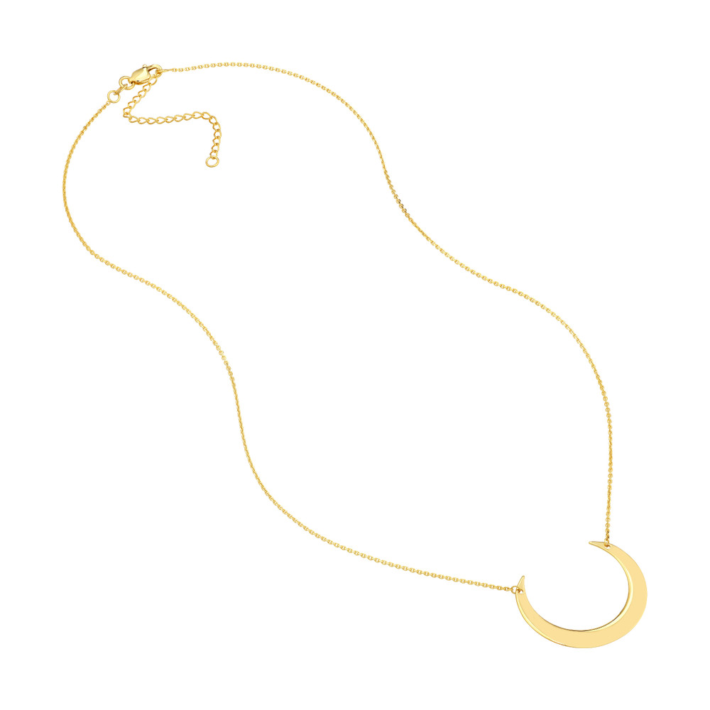 Upward Crescent Moon Pendant Necklace - Midas Chain