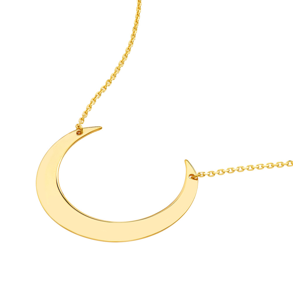 Upward Crescent Moon Pendant Necklace - Midas Chain