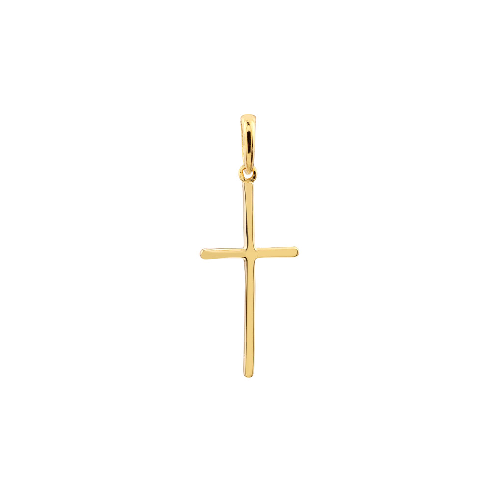 Polished Cross Pendant with Rounded Edges - Midas Chain
