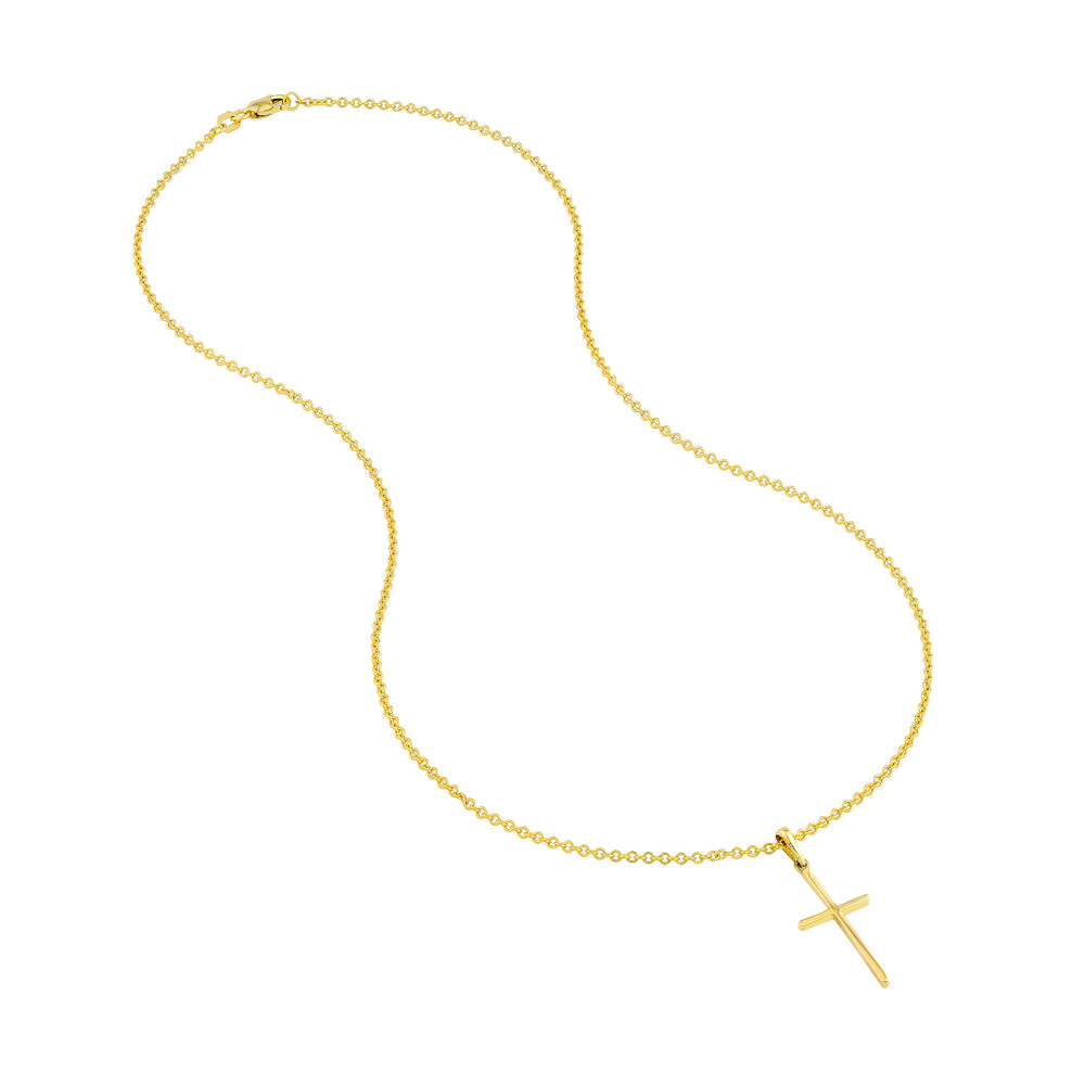 Polished Cross Pendant with Rounded Edges - Midas Chain