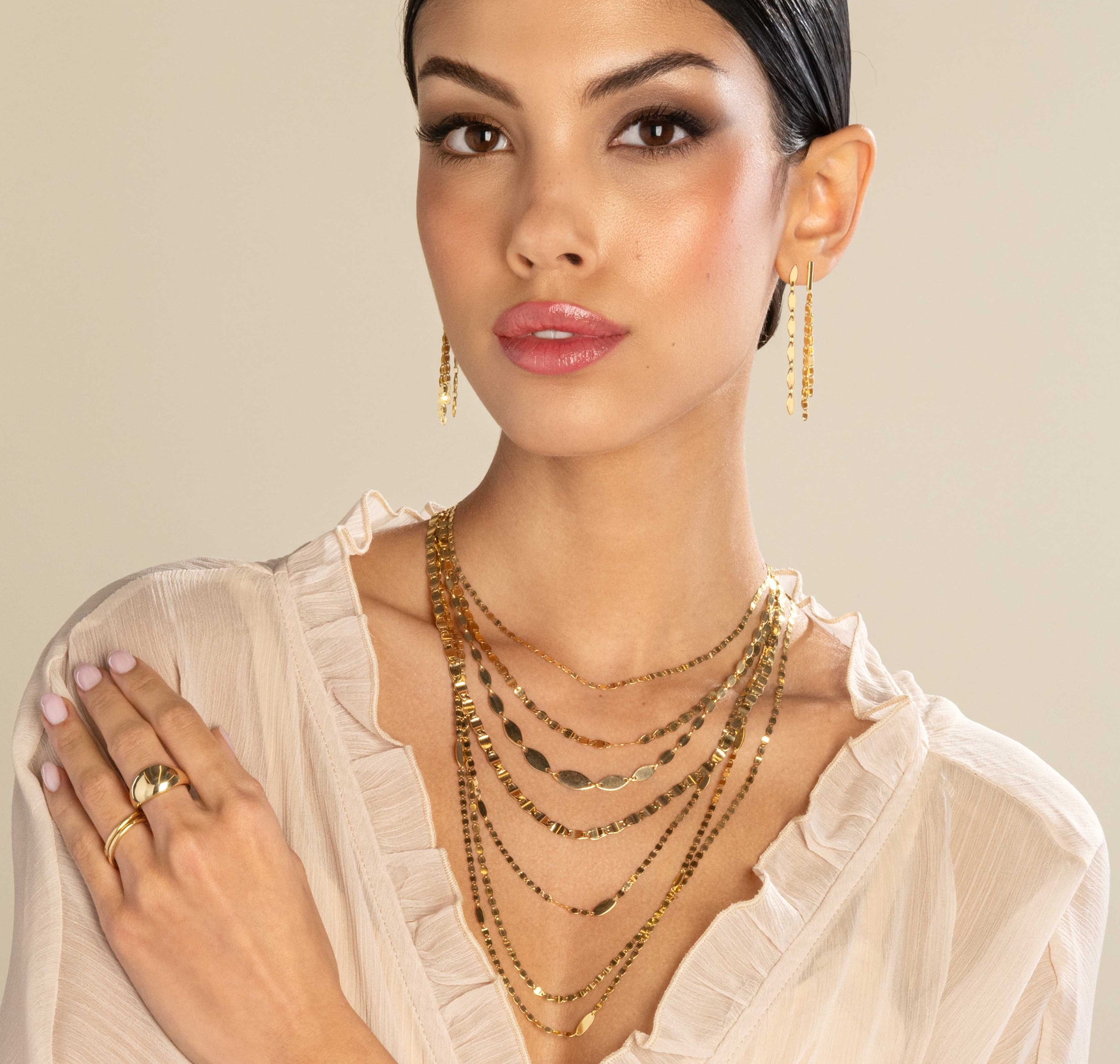 Crescent Moon And Star Drops Necklace Midas Chain
