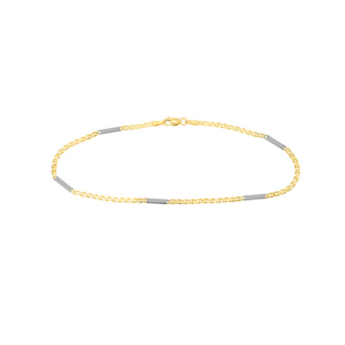 Two-Tone Mariner Chain Anklet with Staple Bars - Midas Chain