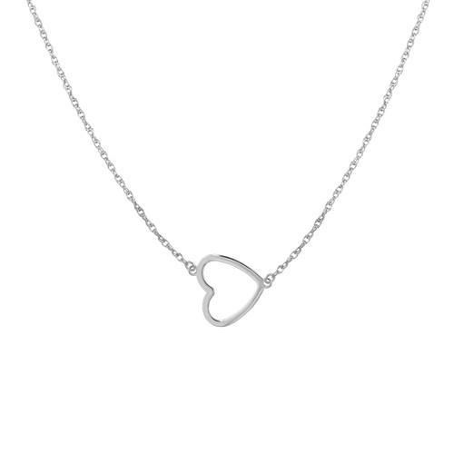 Sterling Silver Sideways Open Heart Necklace - Midas Chain