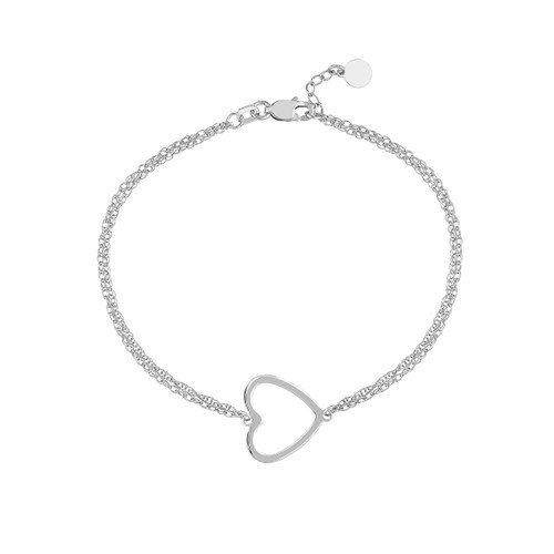 Sterling Silver Sideways Open Heart Bracelet - Midas Chain
