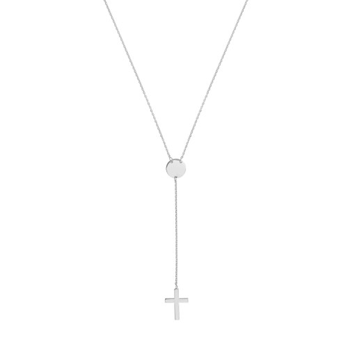 Cross Lariat Necklace with Disc - Midas Chain