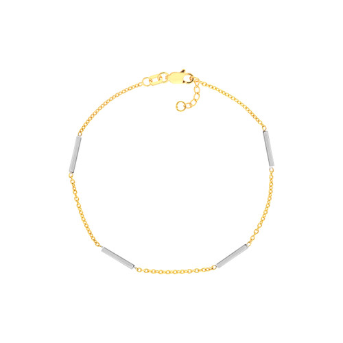 Two-Tone Staple Bar Stations Adjustable Bracelet - Midas Chain