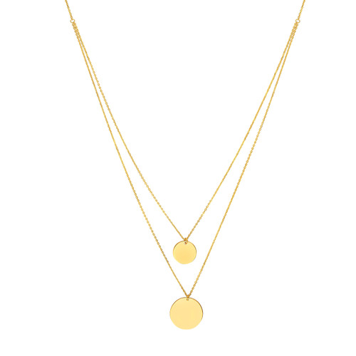 Double Stranded Disc Drop Duo Necklace - Midas Chain