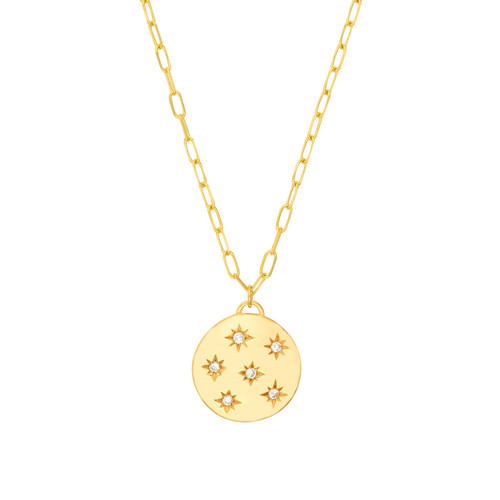Diamond Star Cluster Medallion Necklace - Midas Chain
