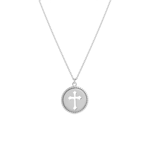 Cross Cutout Beaded Medallion Necklace - Midas Chain