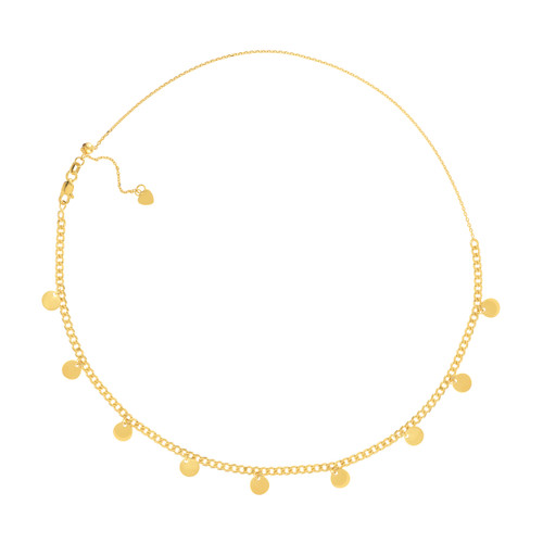 Disc Dangles Open Curb Chain Choker - Midas Chain