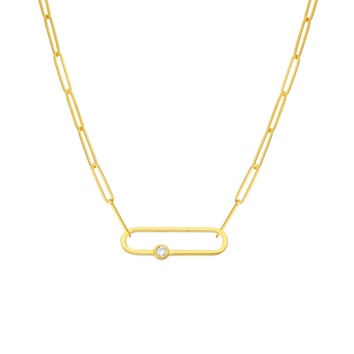 Diamond Paper Clip Necklace - Midas Chain