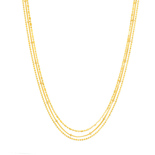 Mixed-Bead Triple Strand Necklace - Midas Chain