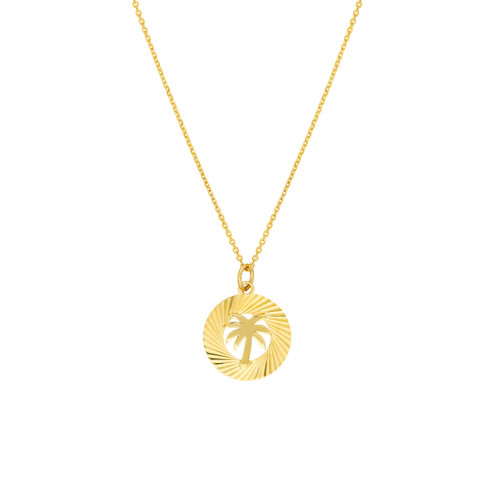 Fluted Palm Tree Medallion Necklace - Midas Chain