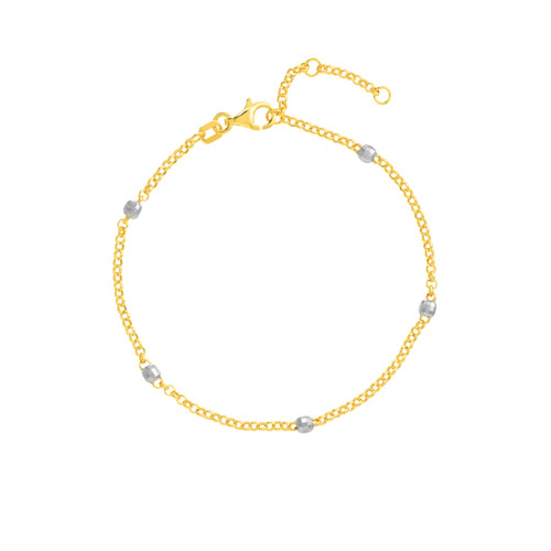 Two-Tone Disco Bead Rolo Chain Bracelet - Midas Chain