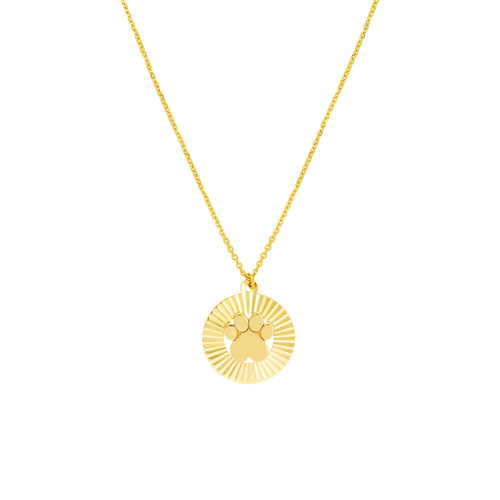 Fluted Paw Print Medallion Necklace - Midas Chain