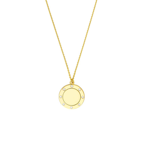 Diamond Trim Disc Medallion Necklace - Midas Chain