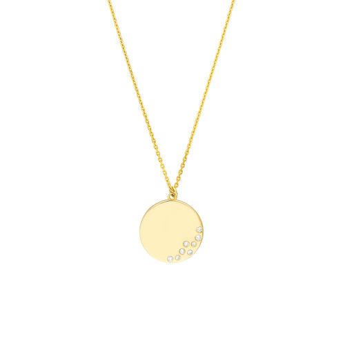 Scattered Diamond Medallion Necklace - Midas Chain