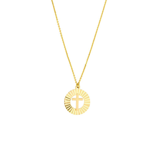 Fluted Cross Medallion Necklace - Midas Chain