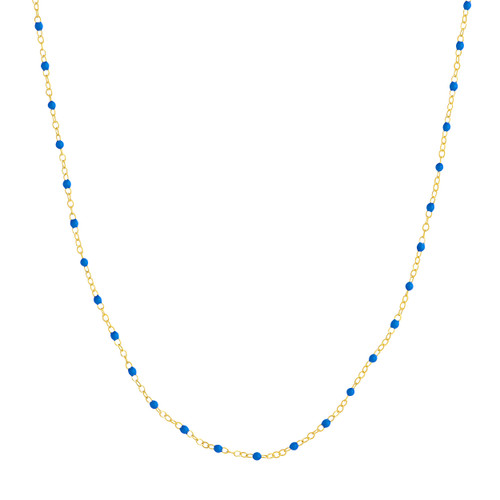 Cobalt Enamel Bead on Piatto Chain - Midas Chain