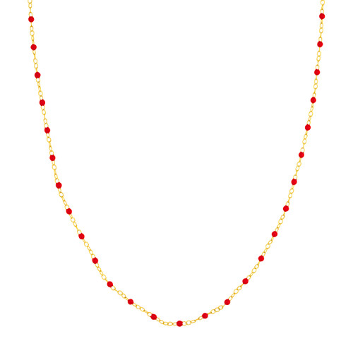 Red Enamel Bead Piatto Chain - Midas Chain