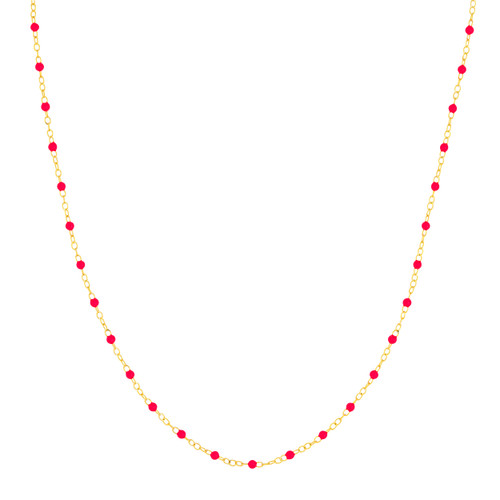 Neon Pink Enamel Bead Piatto Chain - Midas Chain