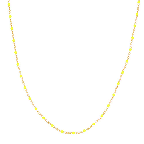 Neon Yellow Enamel Bead Piatto Chain - Midas Chain