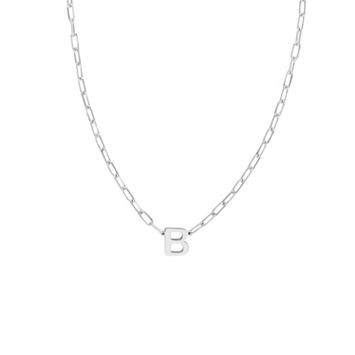 Block Initial Paper Clip Necklace - Midas Chain