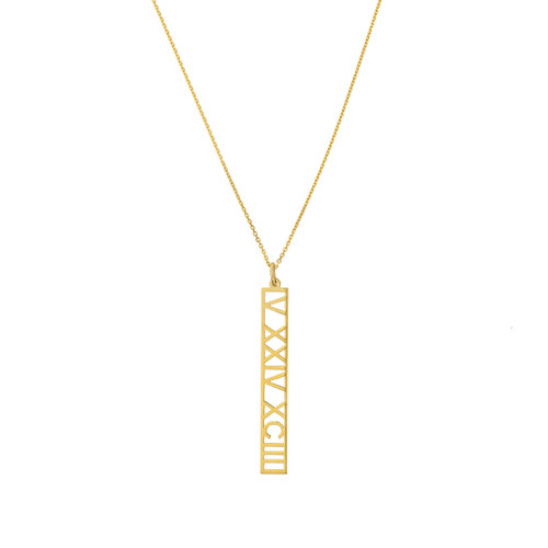 5mm Vertical Roman Numeral Pendant Necklace - Midas Chain